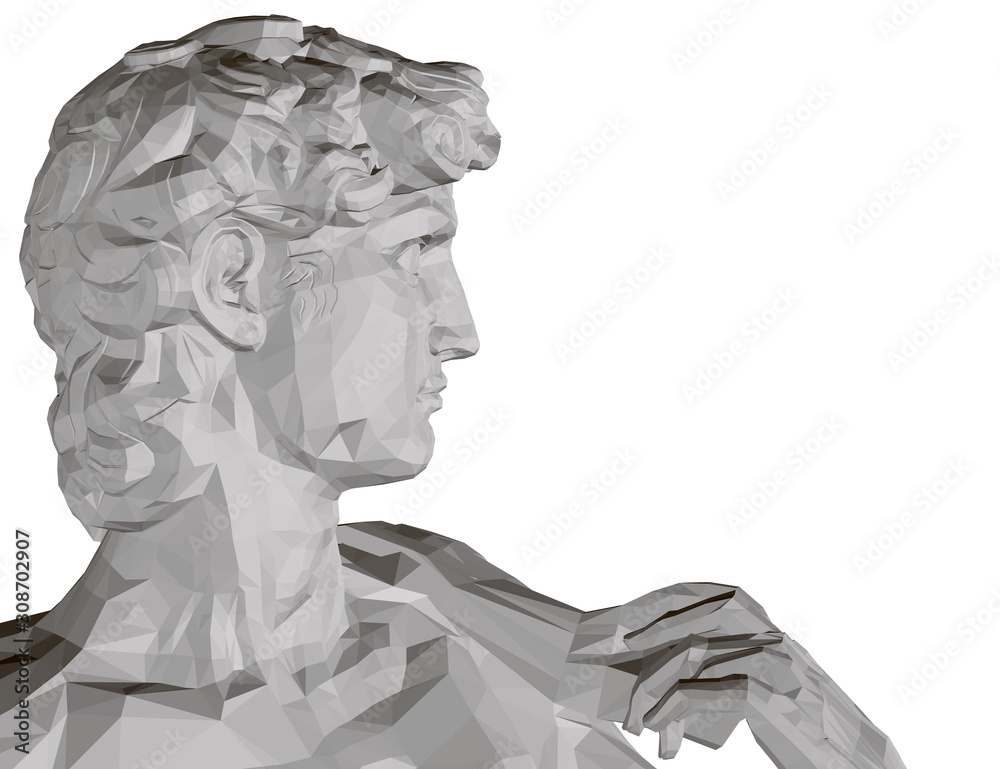 Vecteur Stock Background with a polygonal statue of David. Side view ...