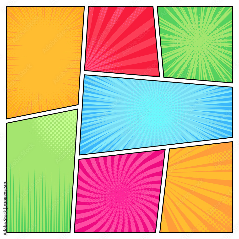 Comic book frames. Cartoon fun bright superhero comics style frame ...