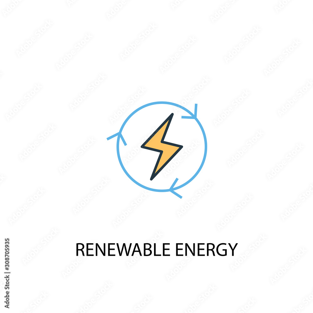 Renewable energy concept 2 colored line icon. Simple yellow and blue ...