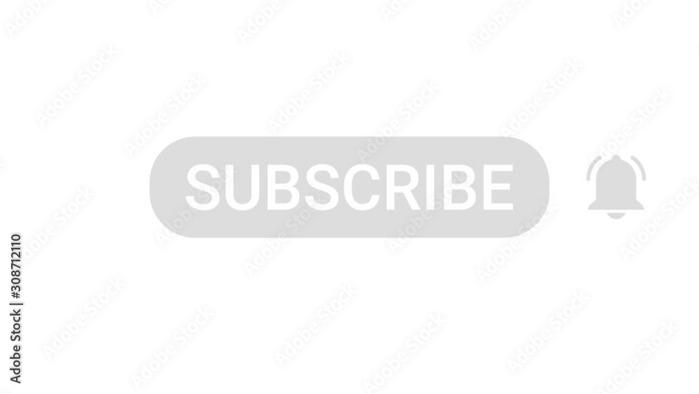 Subscribe Button and Bell Notification on White Screen. 4K resolution ...