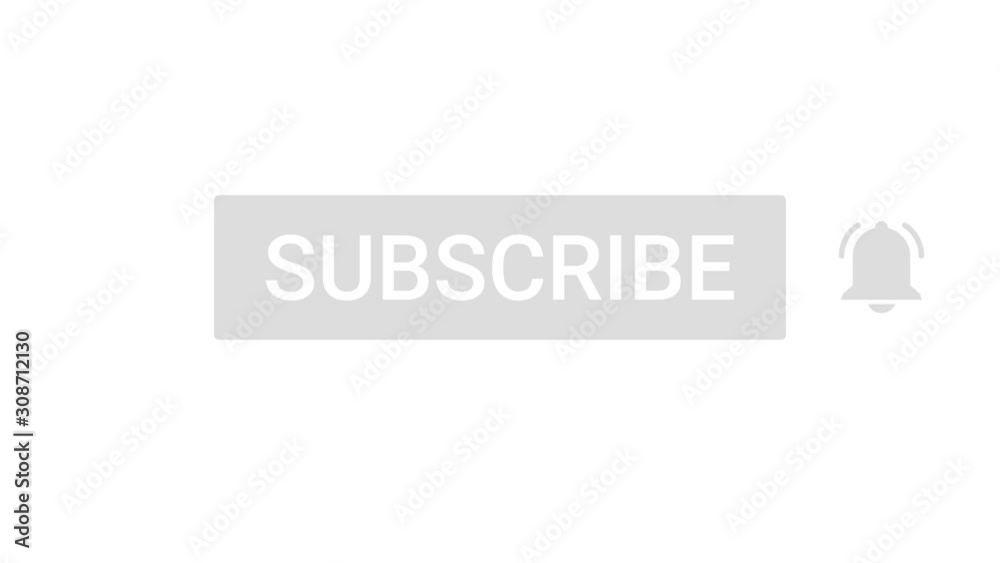 Subscribe Button and Bell Notification on White Screen. 4K resolution ...