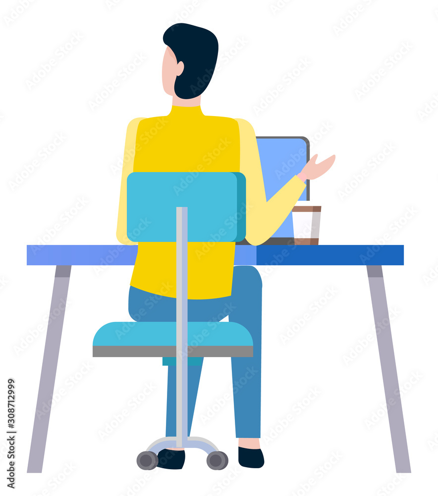 Person At Computer Back