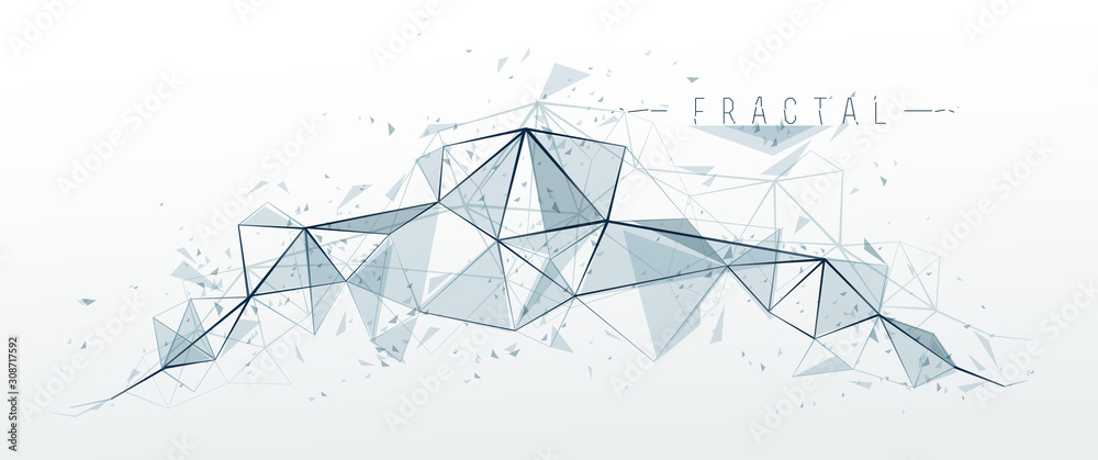 Mesh Object Fractal Design With Connected Lines Vector Abstract Background Low Poly Polygonal