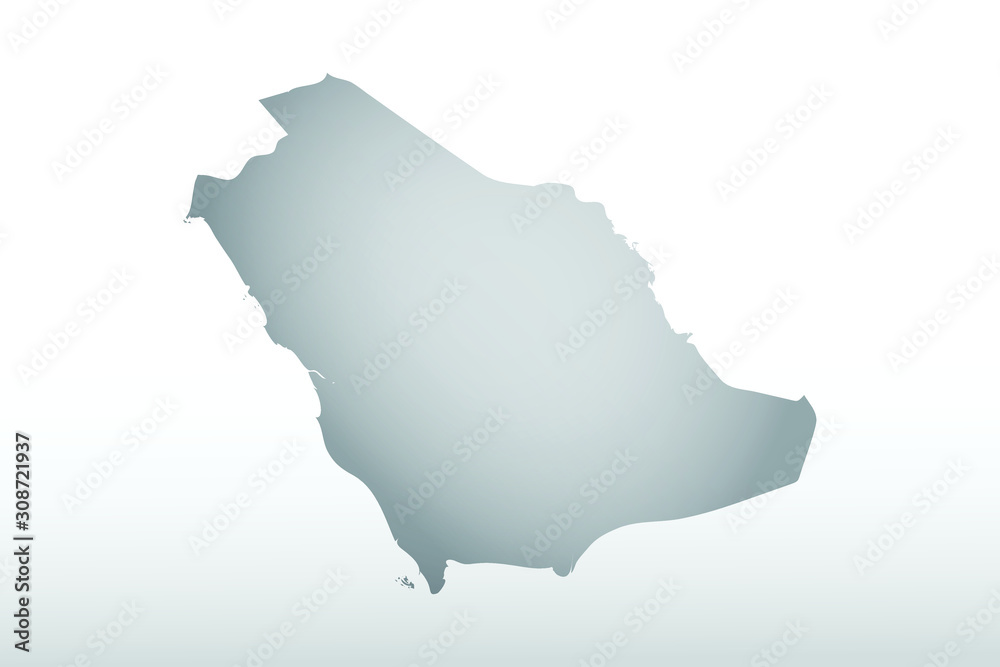 Gray color Saudi Arabia map with dark and light effect vector on light ...