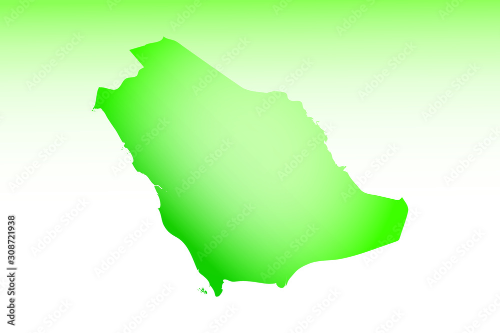 Saudi Arabia map using green color with dark and light effect vector on ...