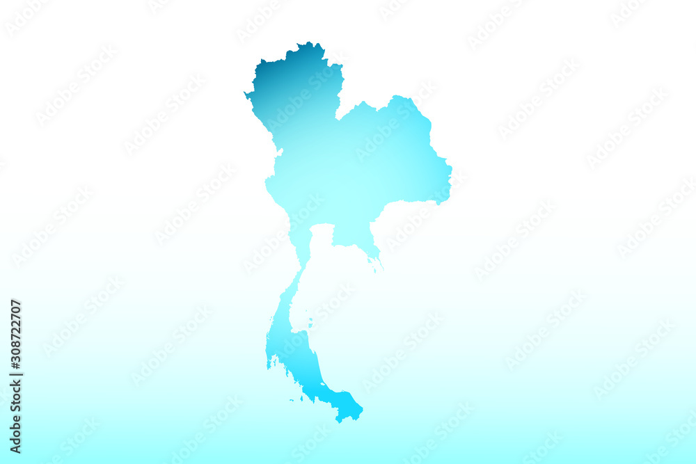 Blue Thailand map ice with dark and light effect vector on light ...