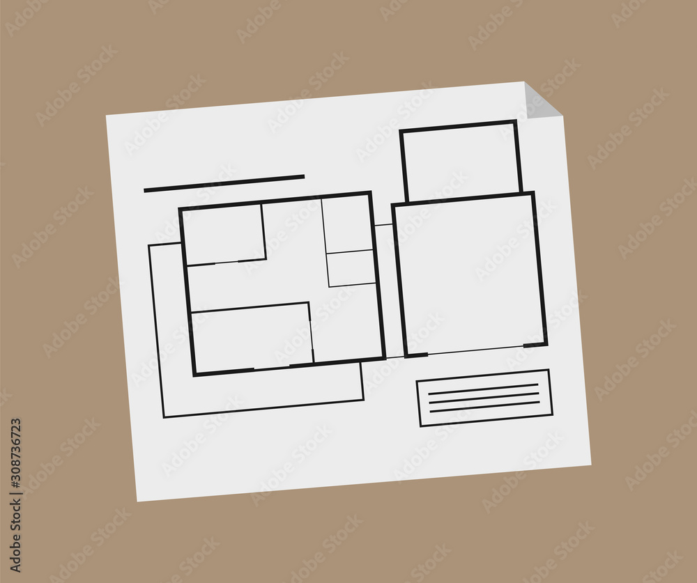 Schematic representation of new building project vector, page with hand ...