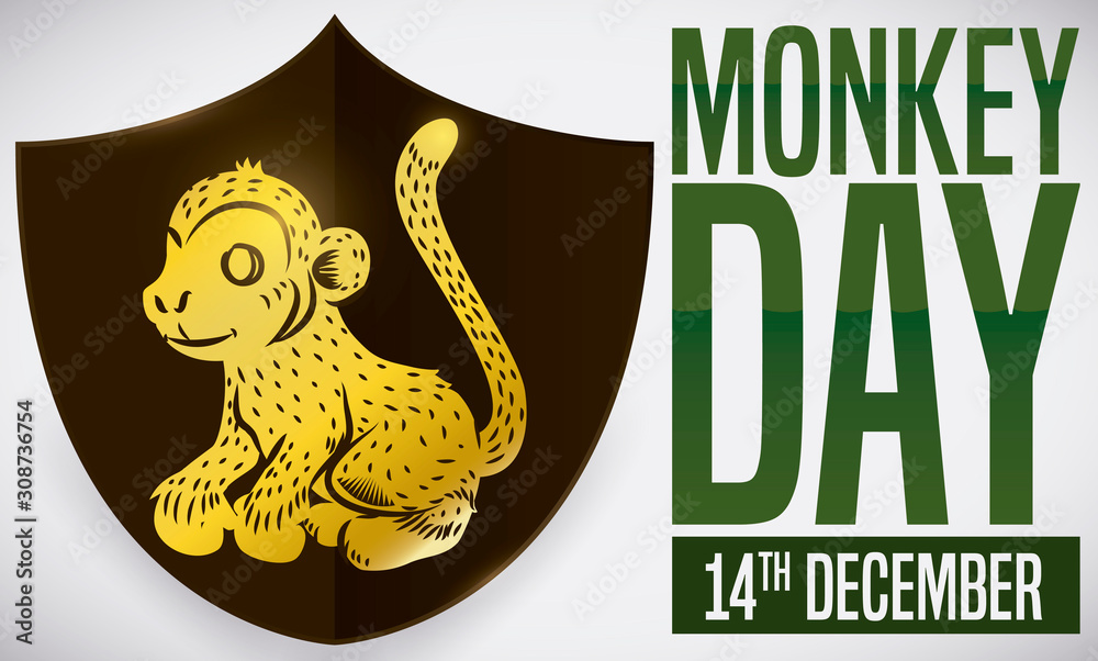 Shield with Primate Silhouette for Monkey Day Celebration in December ...