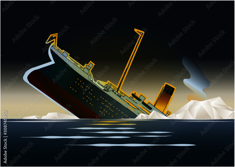 Poster titanic night view vector illustration – Muurposter | Europosters