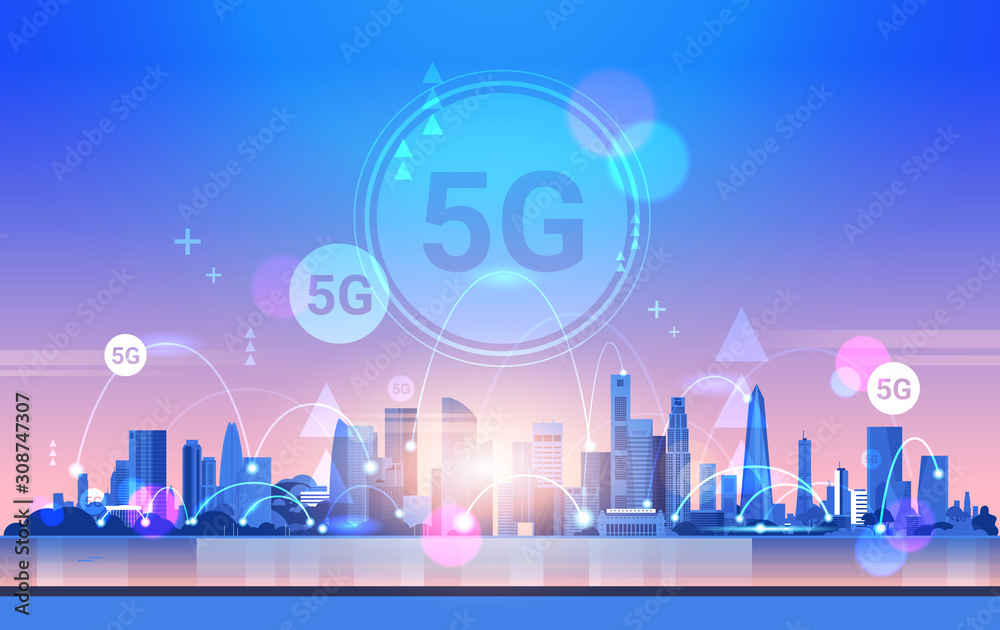 smart city 5G online communication network wireless systems connection ...