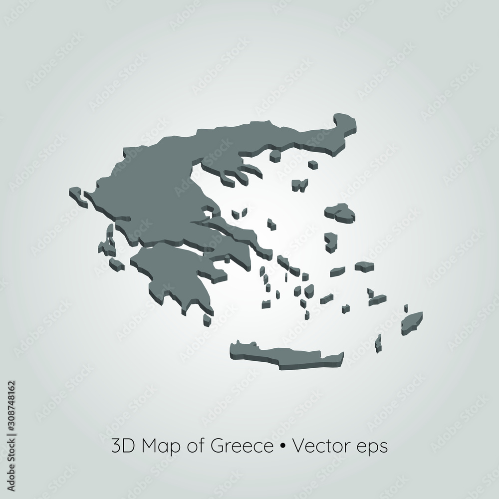 3D map of Greece, vector eps Stock Vector | Adobe Stock