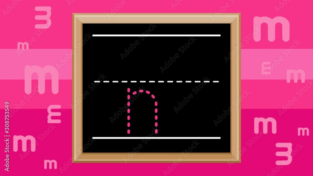 Animation of how to write the lower case alphabet letter 'm' with ...