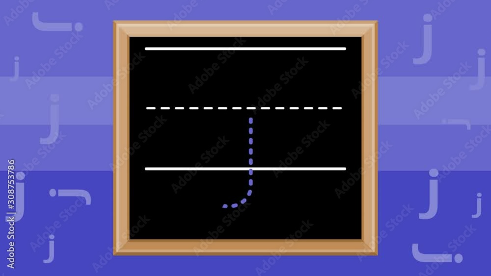 Animation of how to write the lower case alphabet letter 'j' with ...