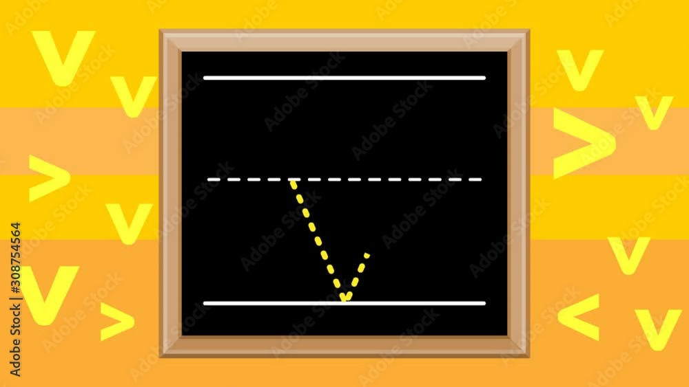 Animation of how to write the lower case alphabet letter 'v' with ...