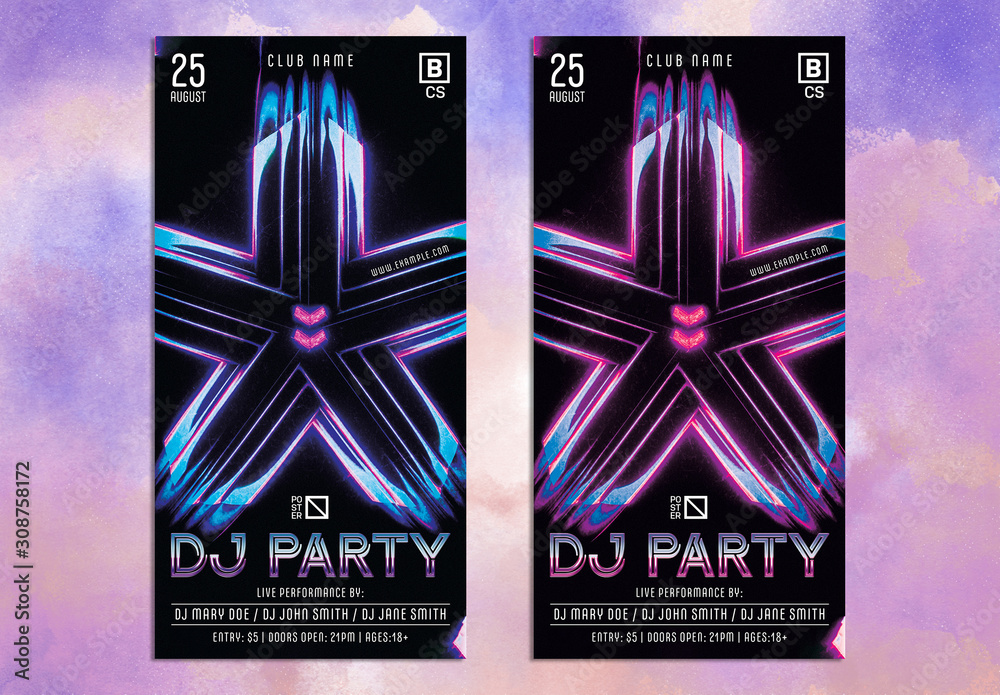 Modern Design Event Flyer Layout with Vibrant Star Shape Background ...