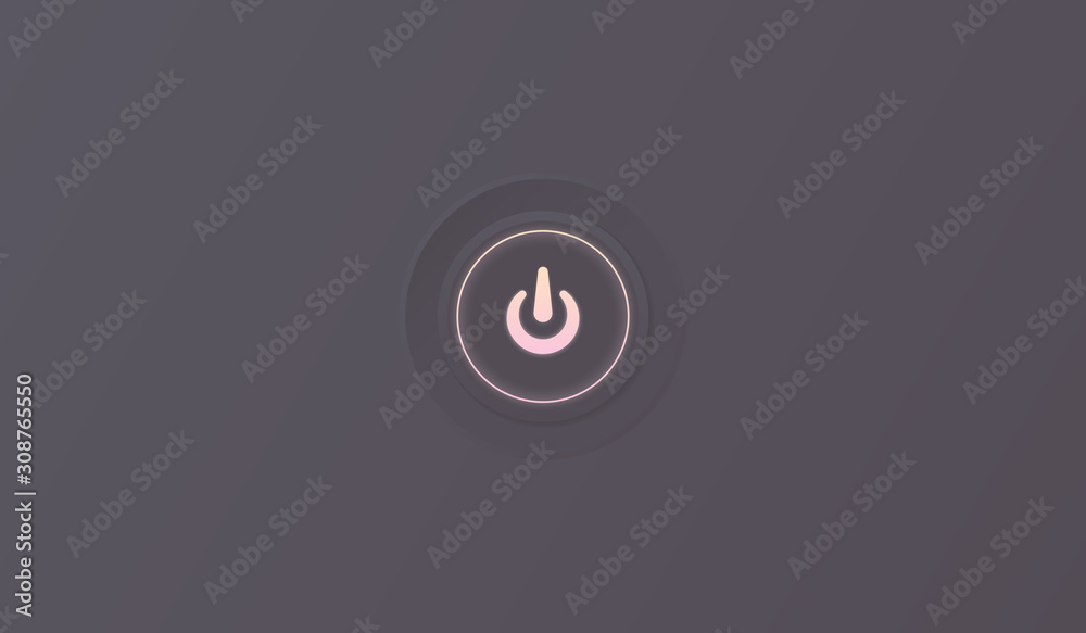 3d IO button icon. Shiny glow effect of a warm yellow color gradient ...
