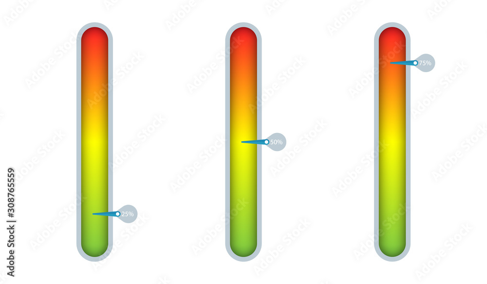 Measure the level with a green red gradient and a percentage arrow on ... Measure the level with a green red gradient and a percentage arrow on ...