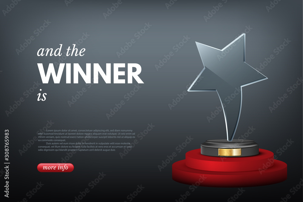 Landing page layout with winner award realistic design. Goal ...