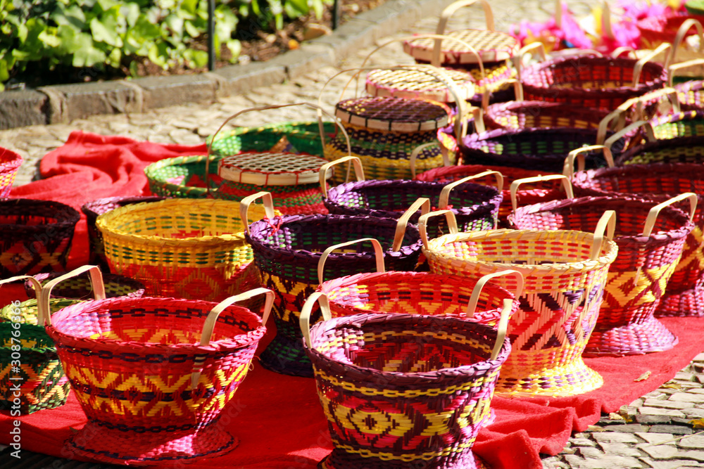 Indigenous handicrafts on display. Stock Photo | Adobe Stock