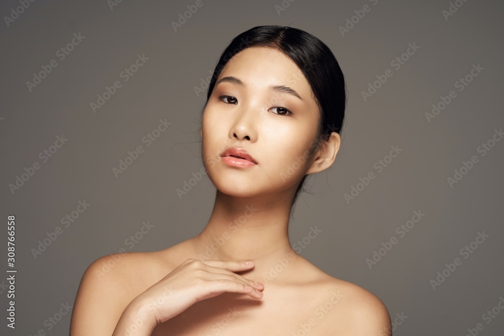beautiful woman bare shoulders clean skin Stock Photo | Adobe Stock