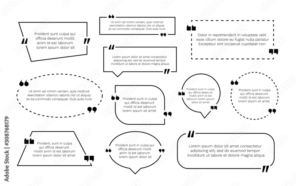 Quote box frame set. Vector paragraph quotes with text, quotation ...
