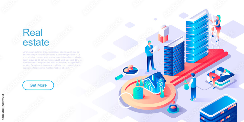 Real estate landing page vector template. Private property website ...