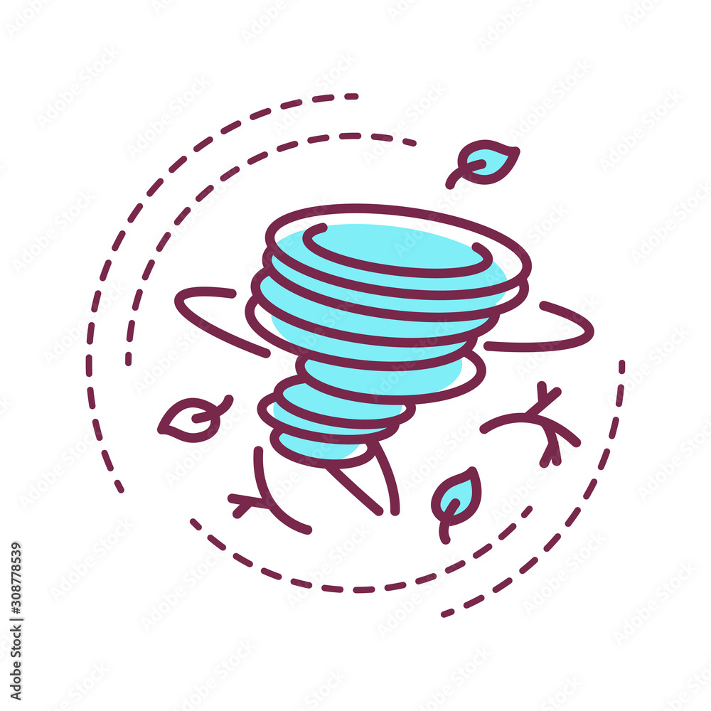 Tornado color line icon. A rapidly rotating column of air that is in ...
