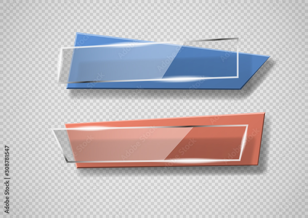 Reflecting glass banner. Gloss reflection 3d panel or clear text box ...