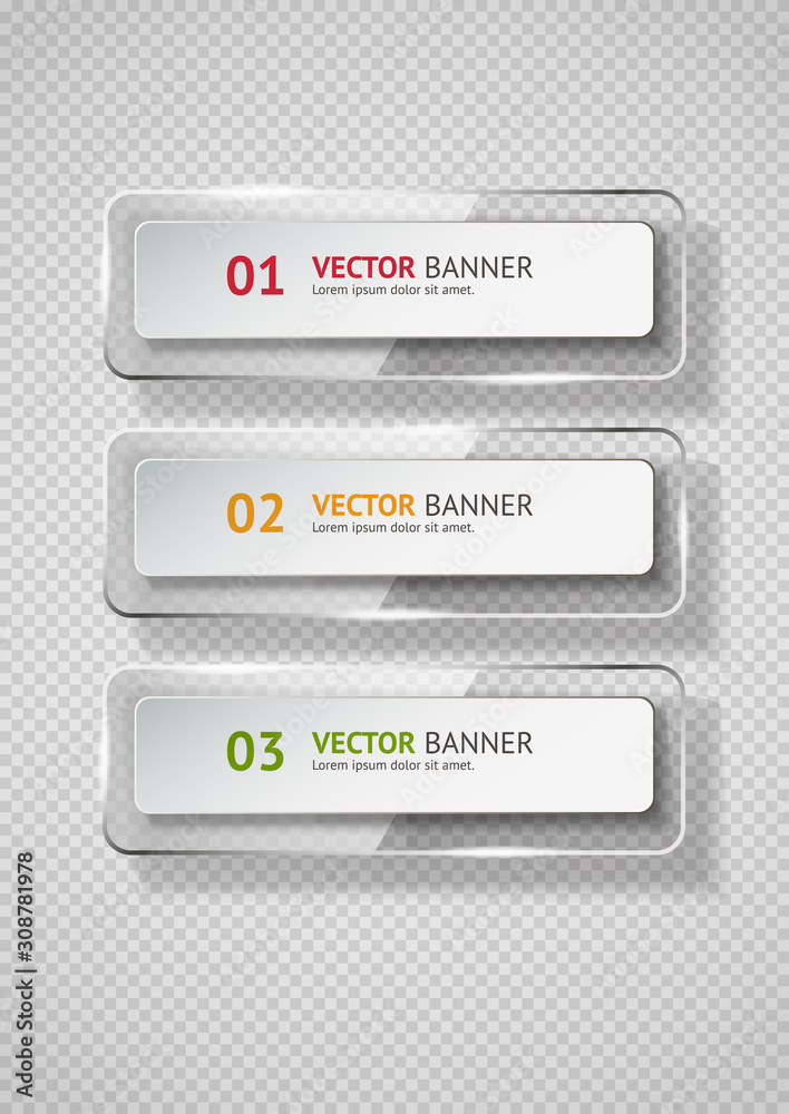 Reflecting glass banner. Gloss reflection 3d panel or clear text box ...