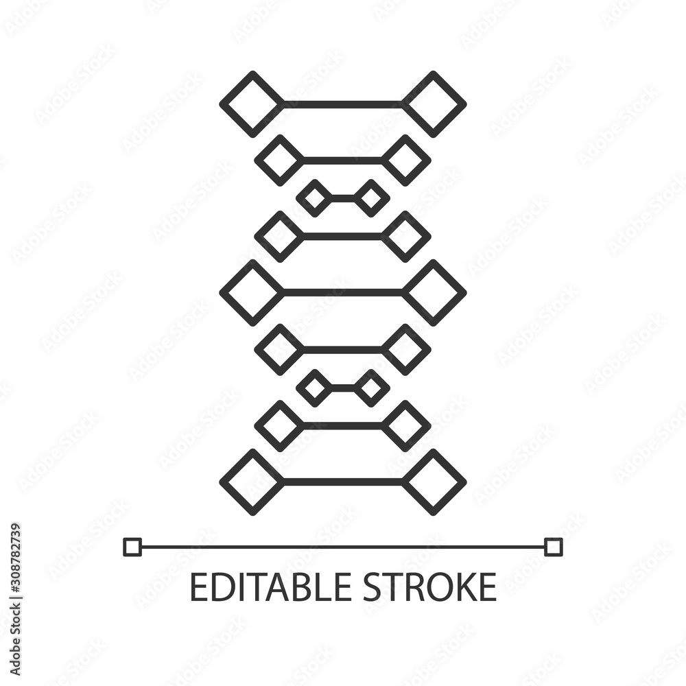 DNA chains linear icon. Deoxyribonucleic, nucleic acid helix. Molecular ...