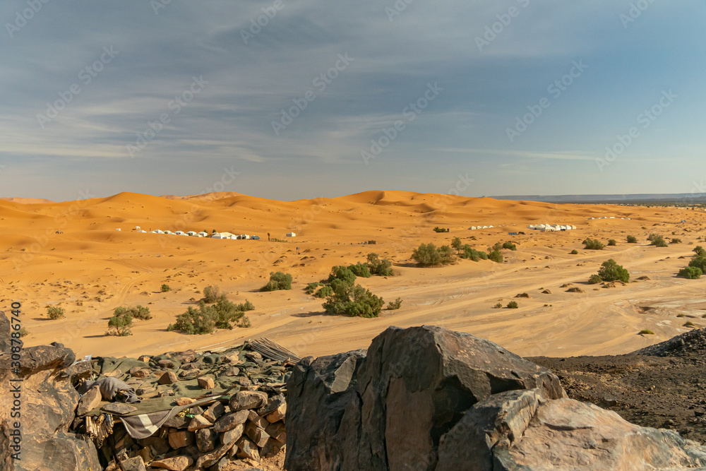 Typical desert landscape in the Atlas of the Sahara desert in Morocco ...