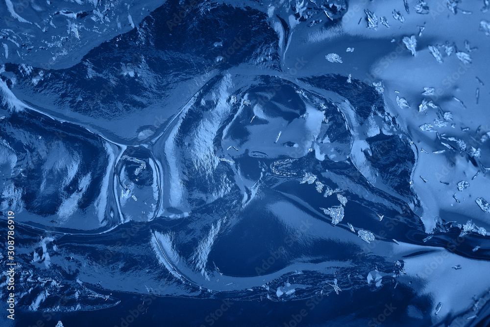 Classic blue background. Color of the year 2020. Top view, flat lay ...