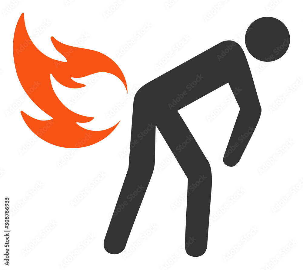 Fire farting vector icon. Flat Fire farting symbol is isolated on a ...