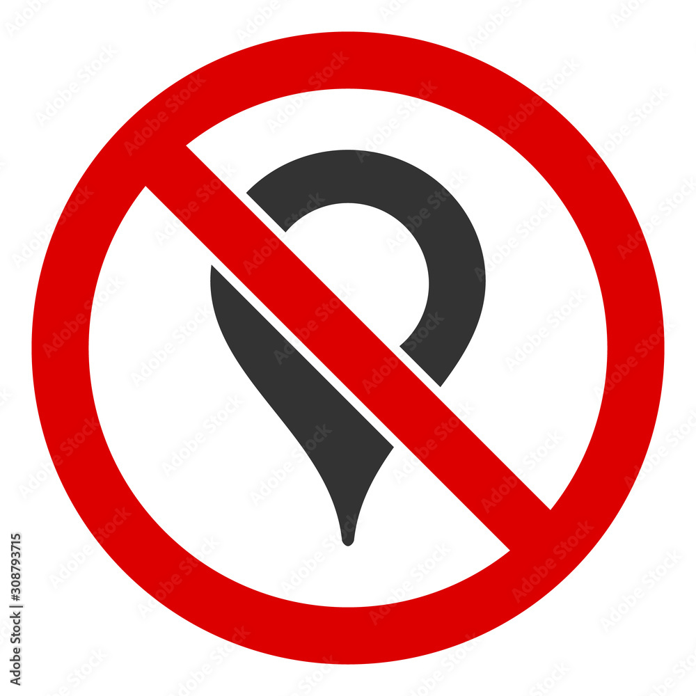 No map marker vector icon. Flat No map marker symbol is isolated on a ...