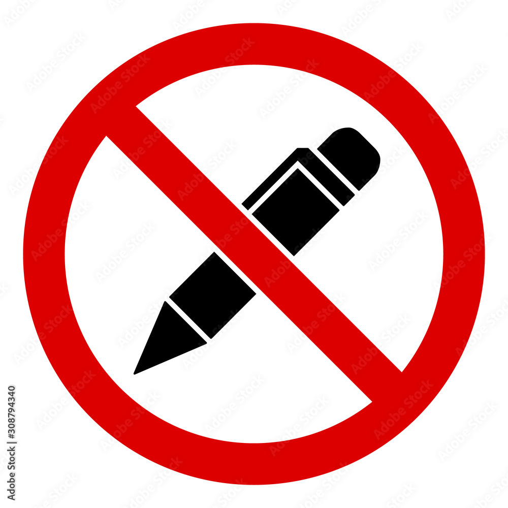 No pencil vector icon. Flat No pencil pictogram is isolated on a white ...
