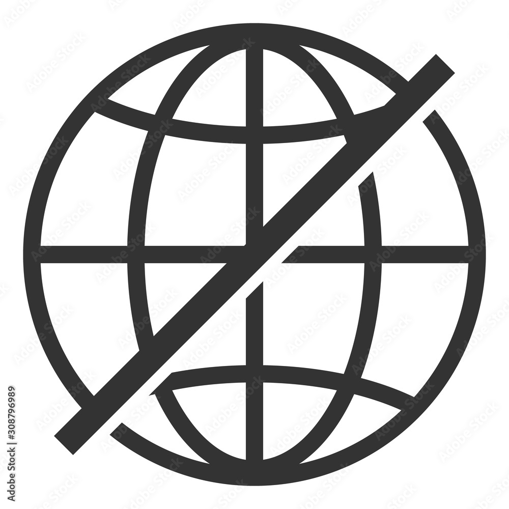 Not global vector icon. Flat Not global pictogram is isolated on a white background. Stock ...