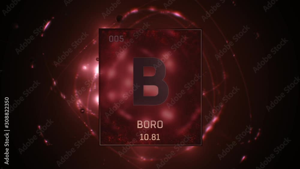 Boron as Element 5 of the Periodic Table. Seamlessly looping 3D ...