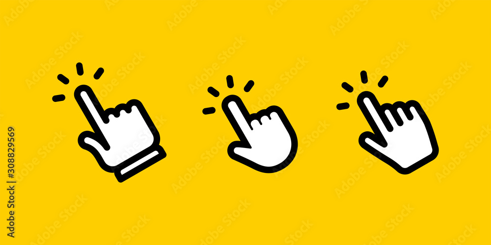 Hand click icon collection. Clicking hands vector icons set. Stock ...