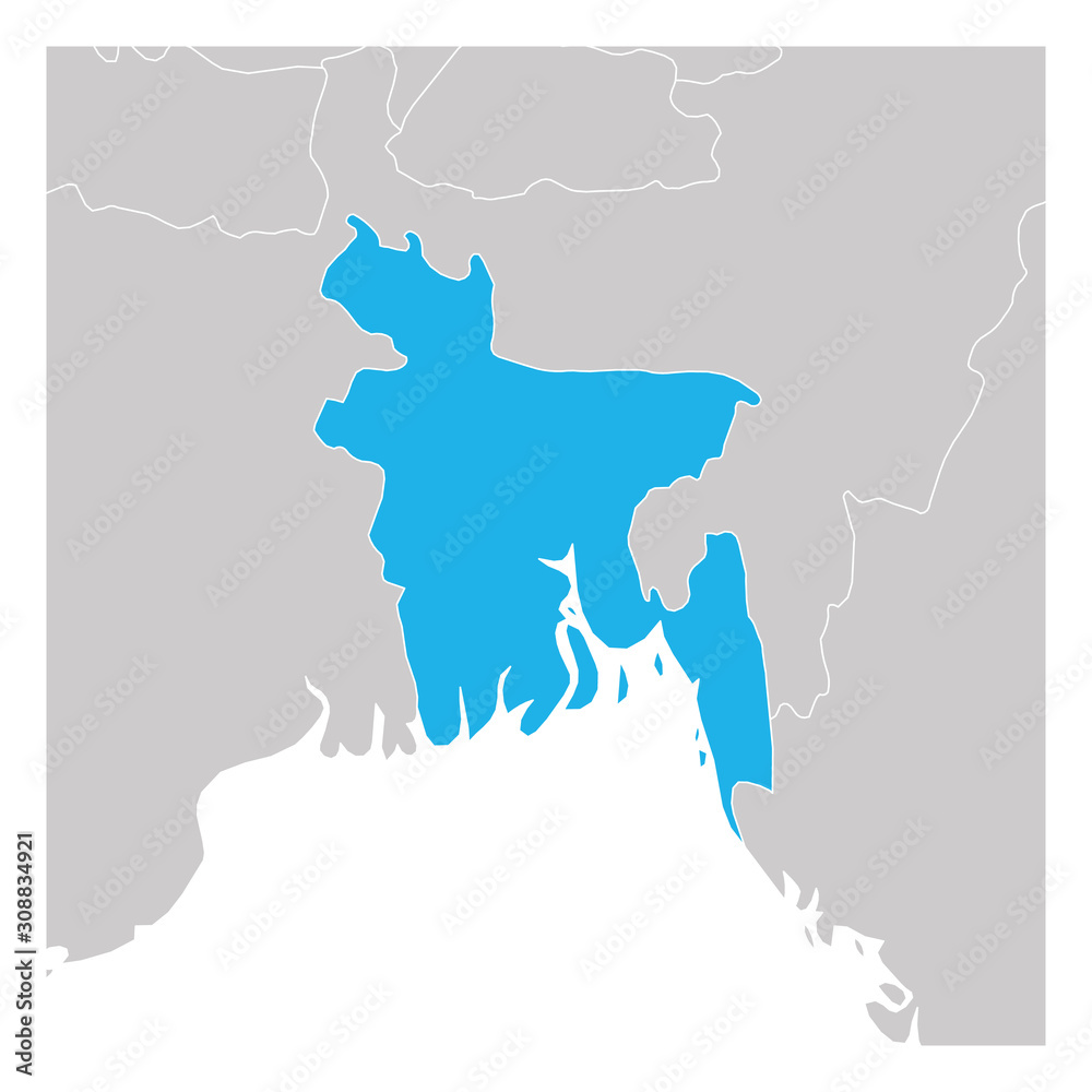 Map of Bangladesh green highlighted with neighbor countries Stock ...
