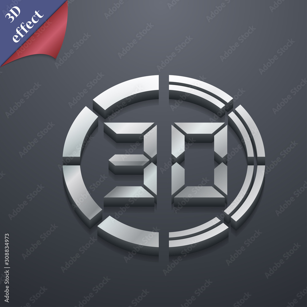 30 second stopwatch icon symbol. 3D style. Trendy, modern design with ...