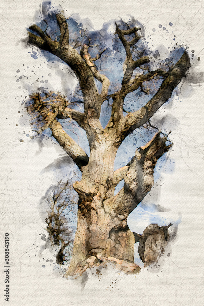 Oak Tree In Fall Painting