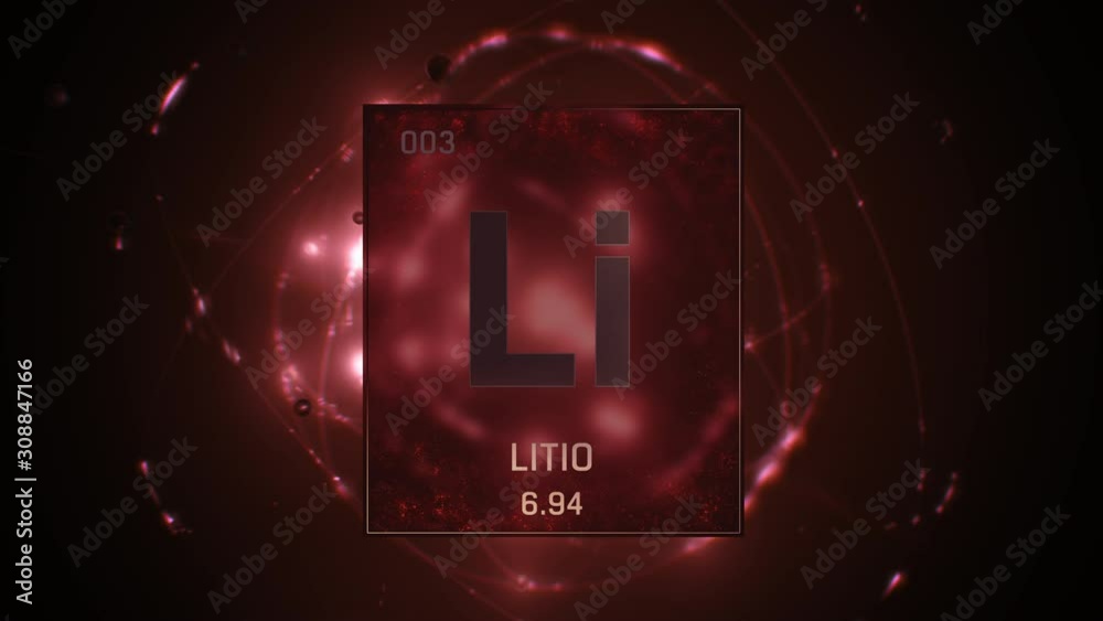 Lithium as Element 3 of the Periodic Table. Seamlessly looping 3D ...