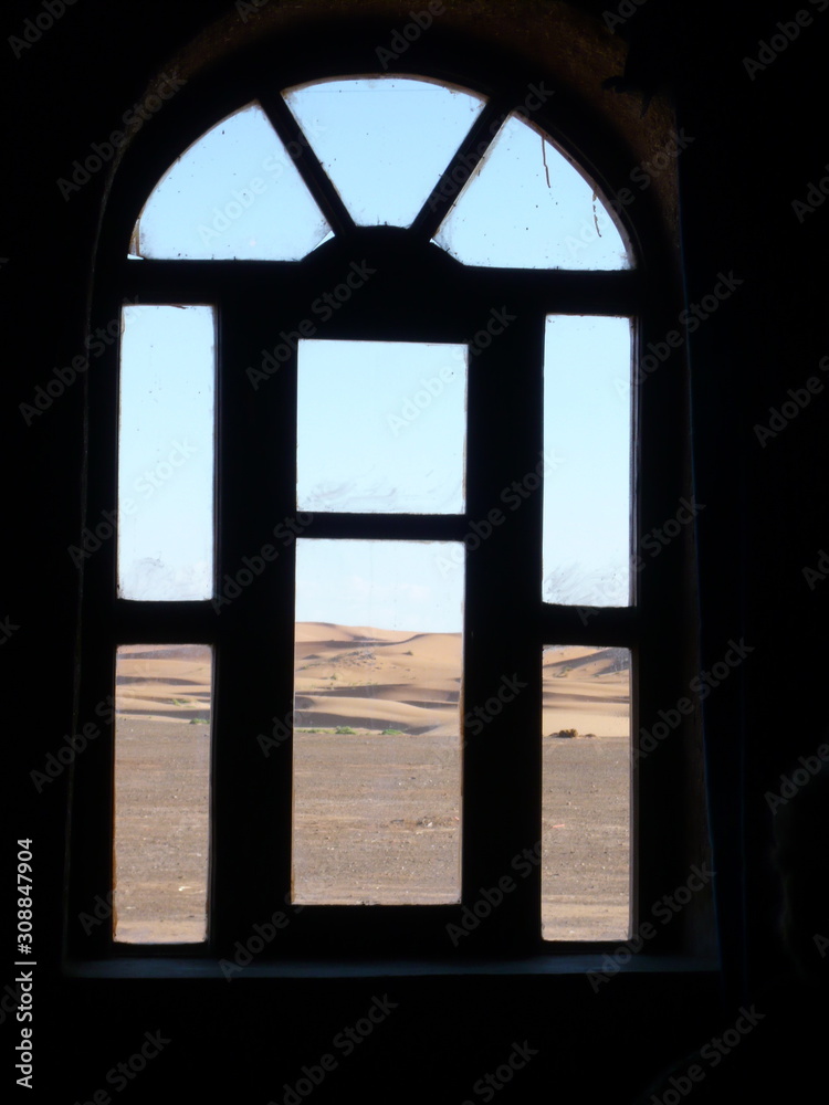 TILE: Sahara Sand Dunes seen through arched windows Nomad Palace ...