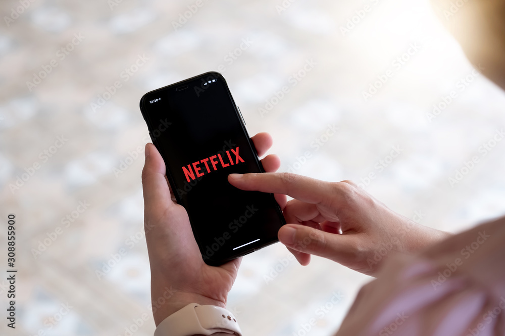 CHIANG MAI, THAILAND, MAY 6, 2019: Woman hand holding Smart Phone with ...