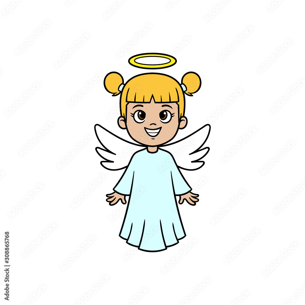 Cartoon Girl Angel Character Illustration Stock Vector | Adobe Stock