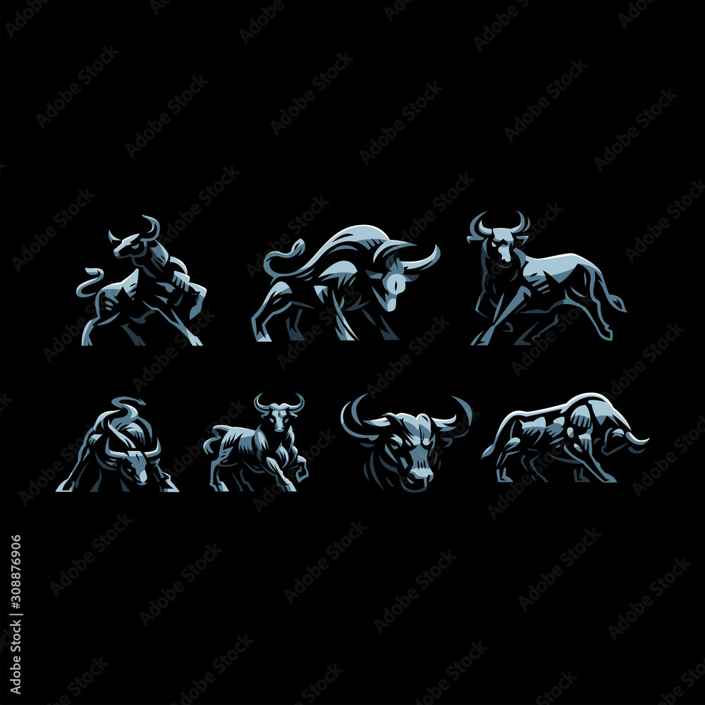 Muscular Bull with horns. Stock Vector | Adobe Stock