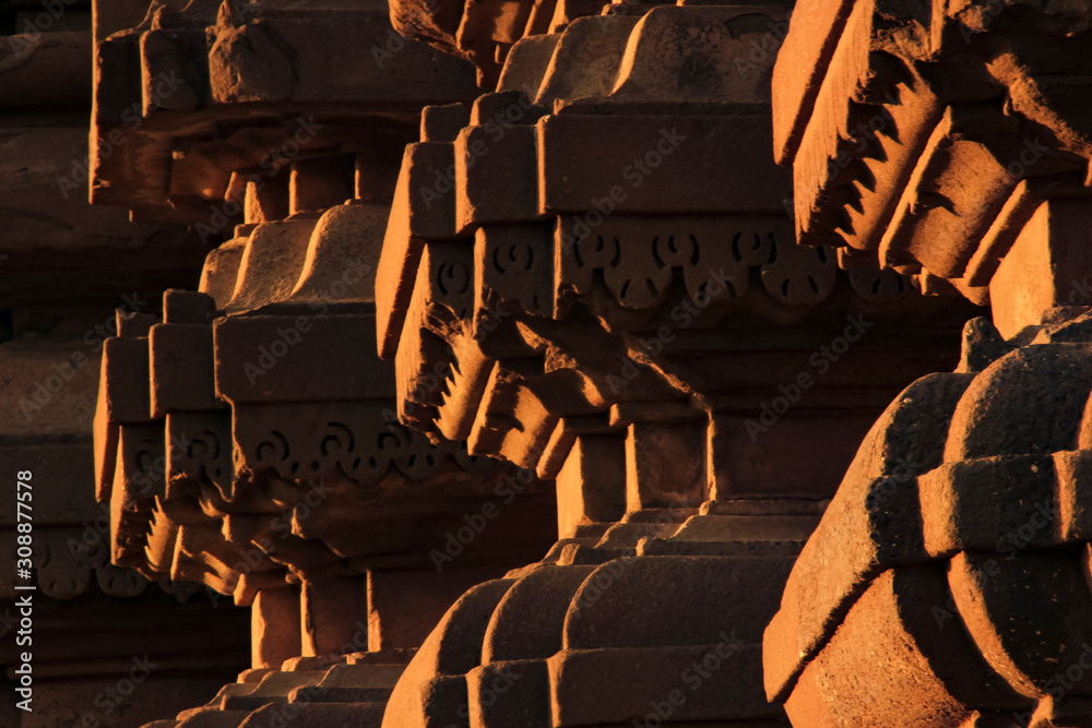 Old temple building designing pillar and wall Stock Photo | Adobe Stock