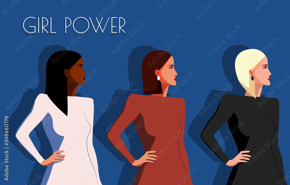 Female power inspirational poster. Pattern with feminist slogans flat ...
