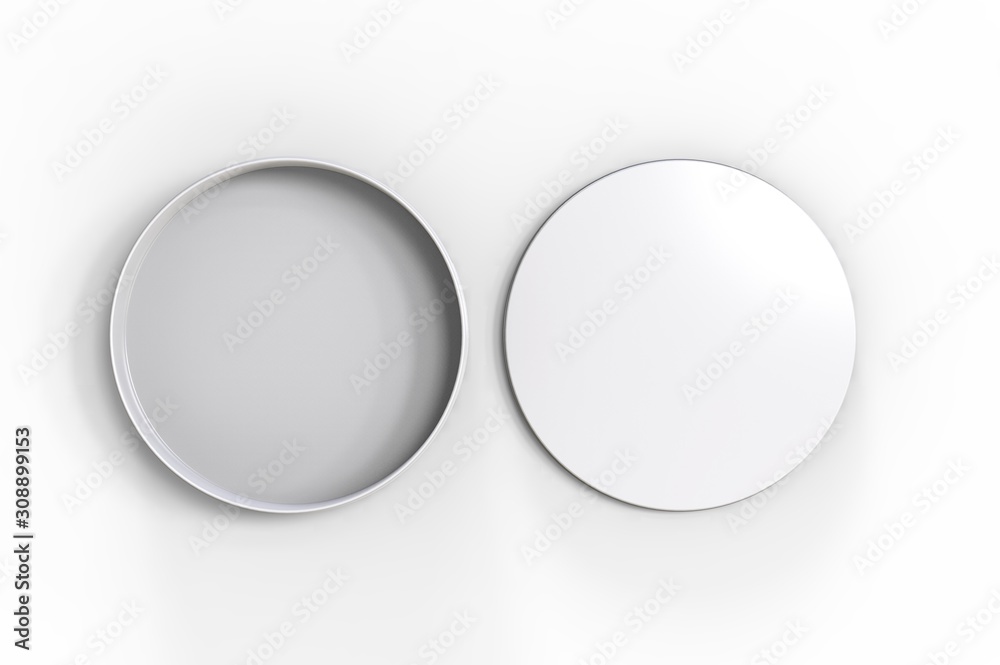 Blank round tin container for branding and design. 3d render ...