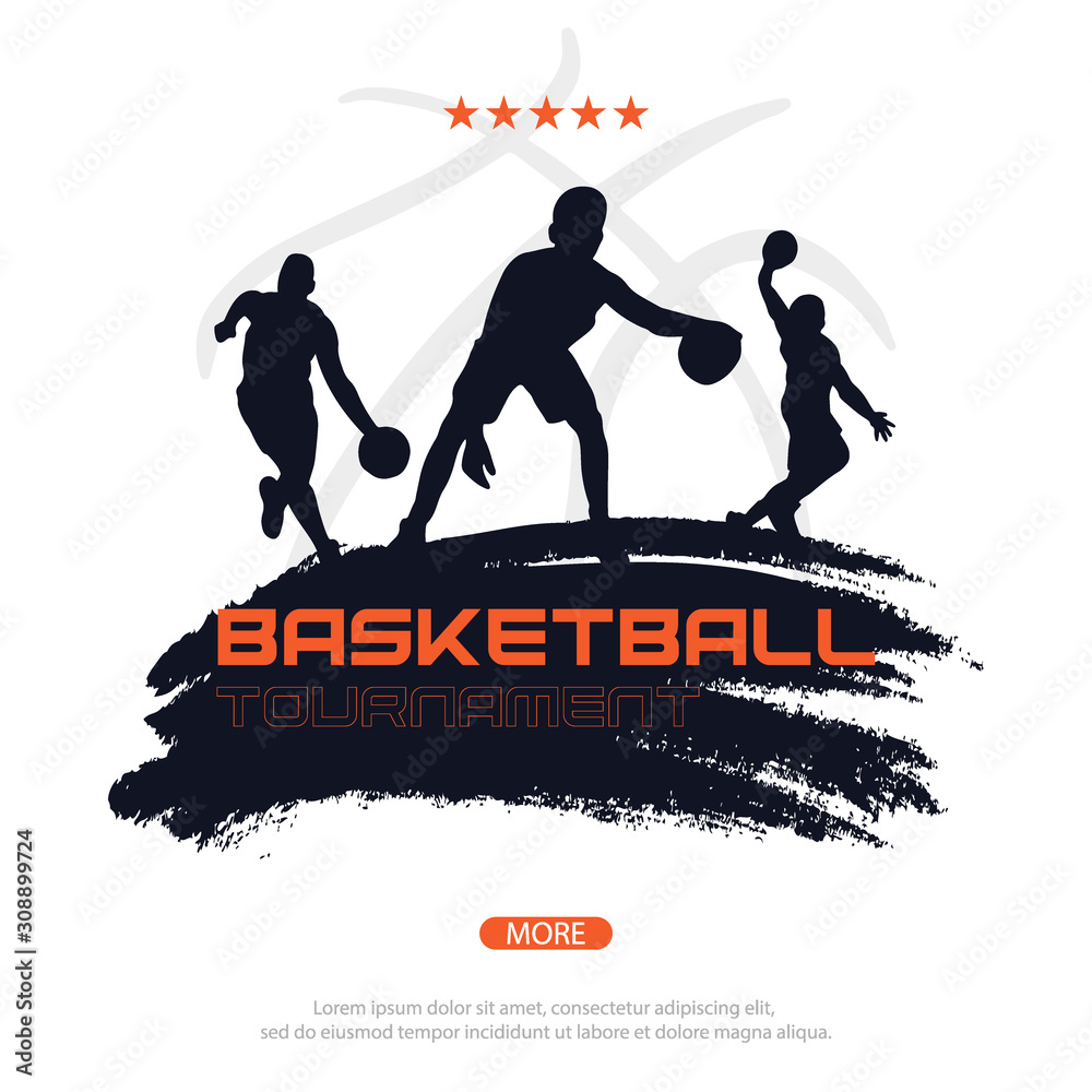Basketball banner with players. Modern sports posters design. Stock ...